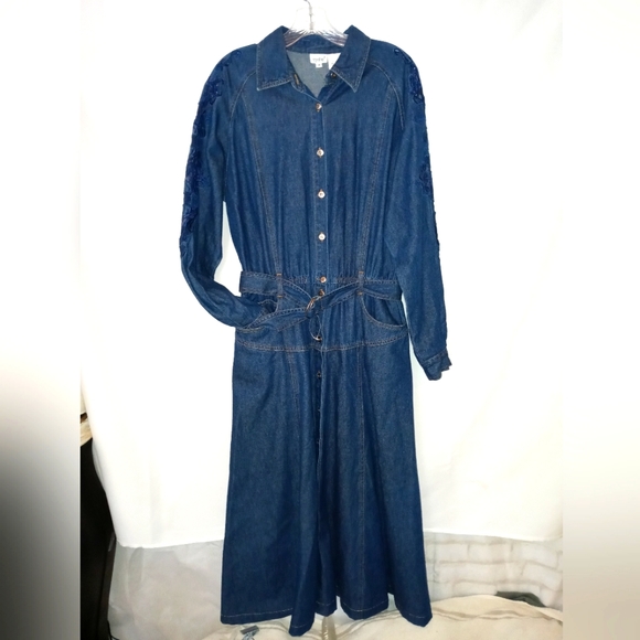 Together | Dresses | Together Dress 4 Denim Jean Belted Western Rodeo ...